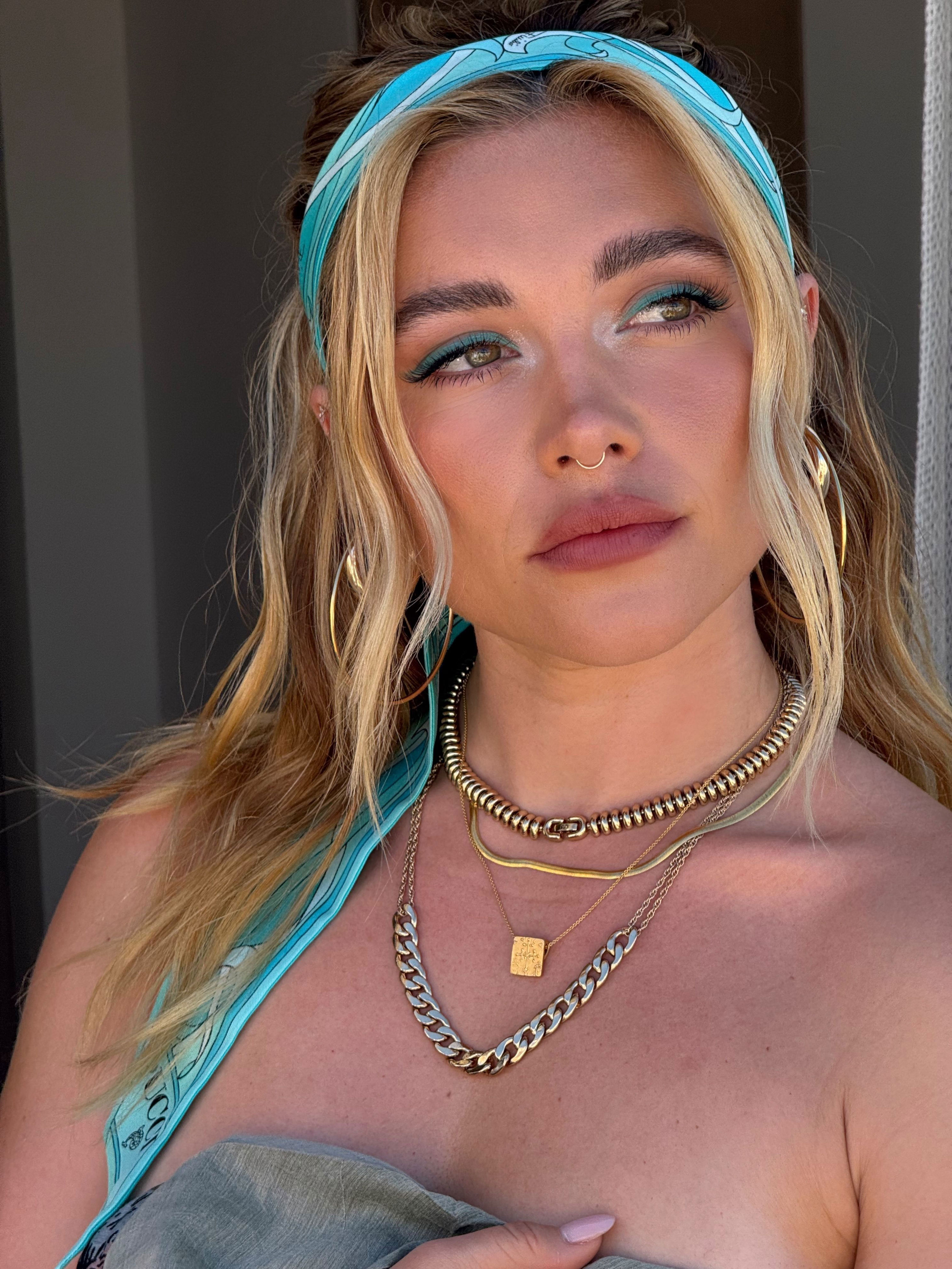 Florence Pugh's turquoise eyeliner is the summer makeup trend to watch
