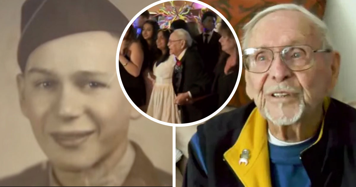 Students surprise WWII veteran with high school prom as he missed it to ...