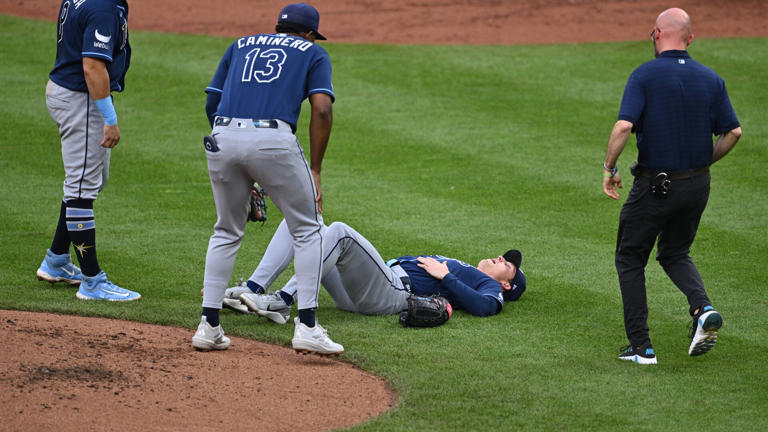 Rays pitcher Griffin Jax day to day after being hit in the back by a ...