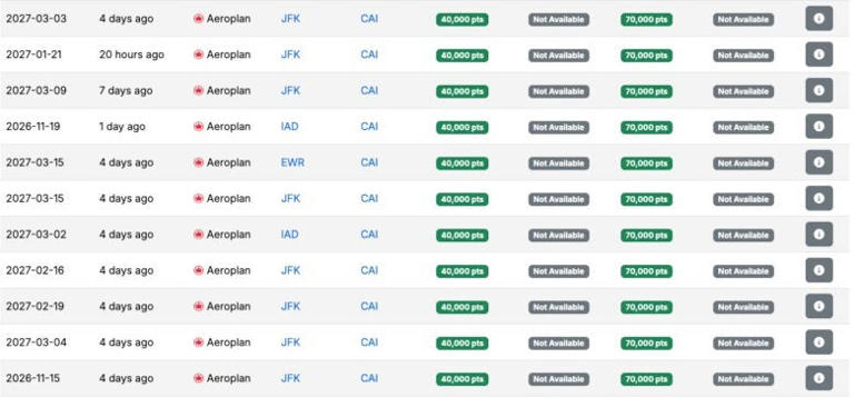 [Award alert] Fly EgyptAir business class to Cairo from 70K points one-way