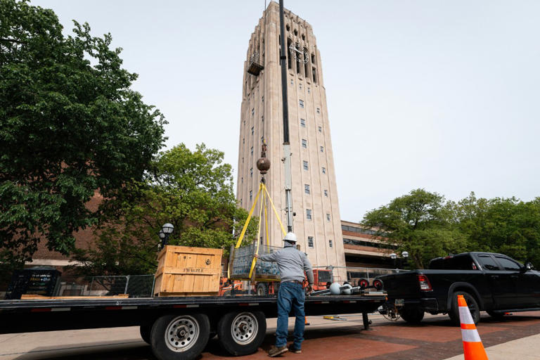 Upgrades underway on carillon in iconic University of Michigan tower