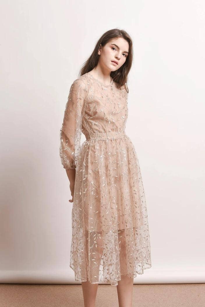 10 dress brokat modern model ruffle, simpel dan elegan!