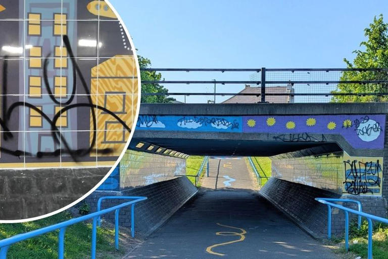 Sadness as new Byker artwork is daubed with graffiti just days after ...