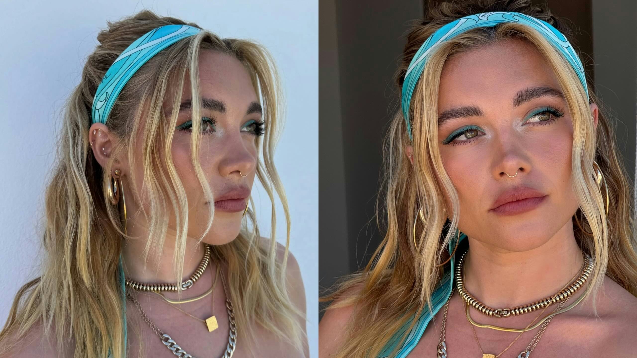 Florence Pugh’s Ibiza blonde up-do is a masterclass in heatwave-proof hair