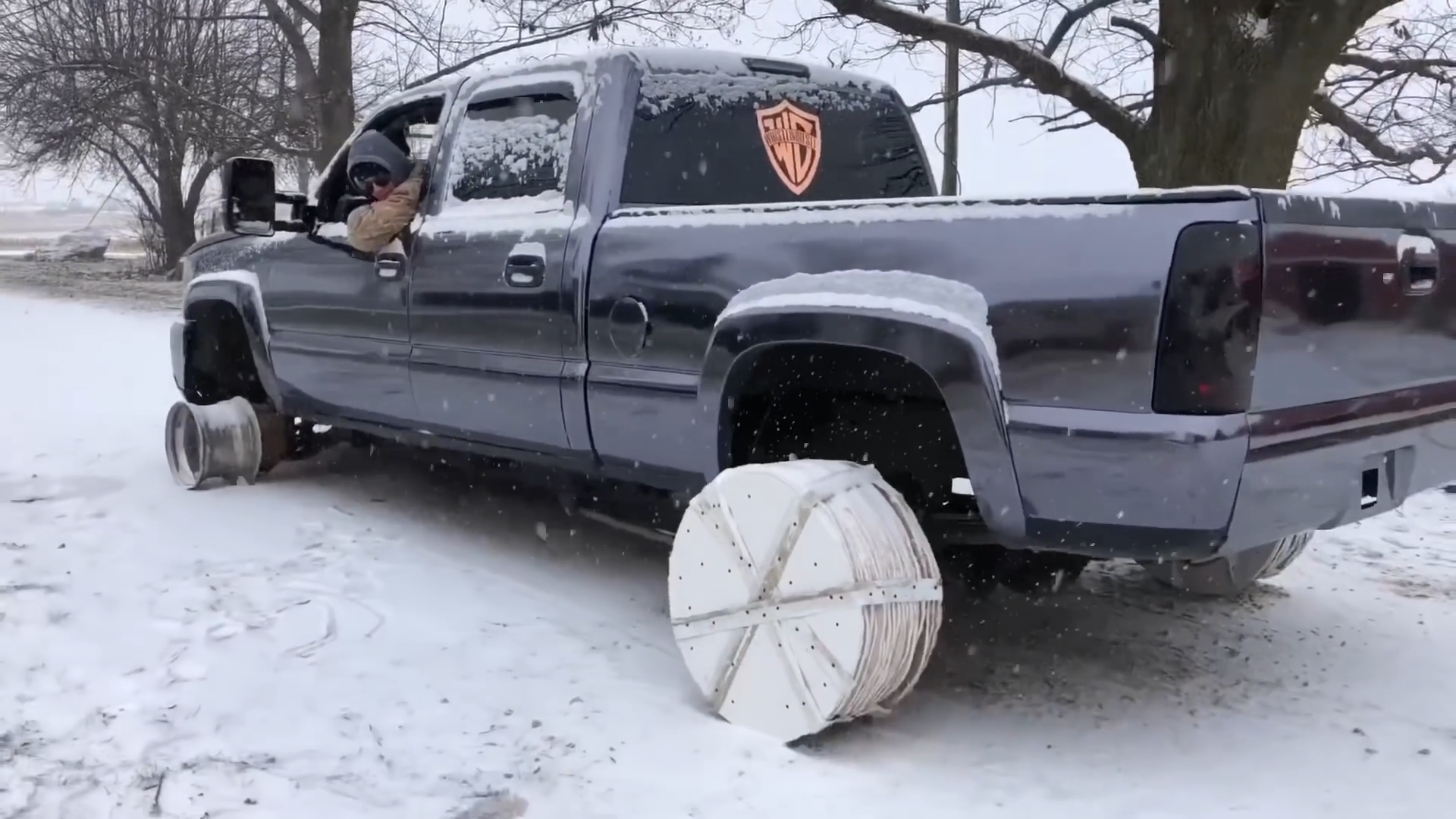 Watch what happens when a heavy truck uses drywall wheels