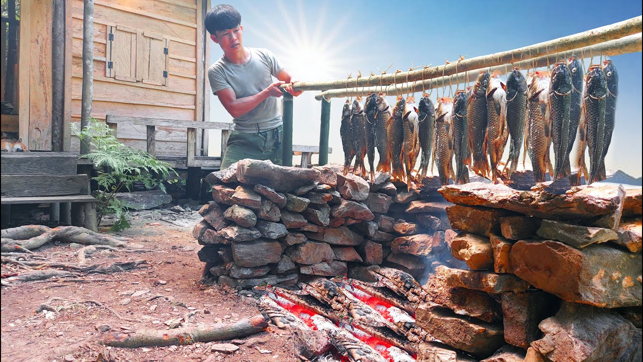 Harvesting carp and smoking fish for a year of food storage