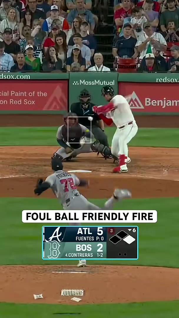 Batter drills his teammate with a foul ball