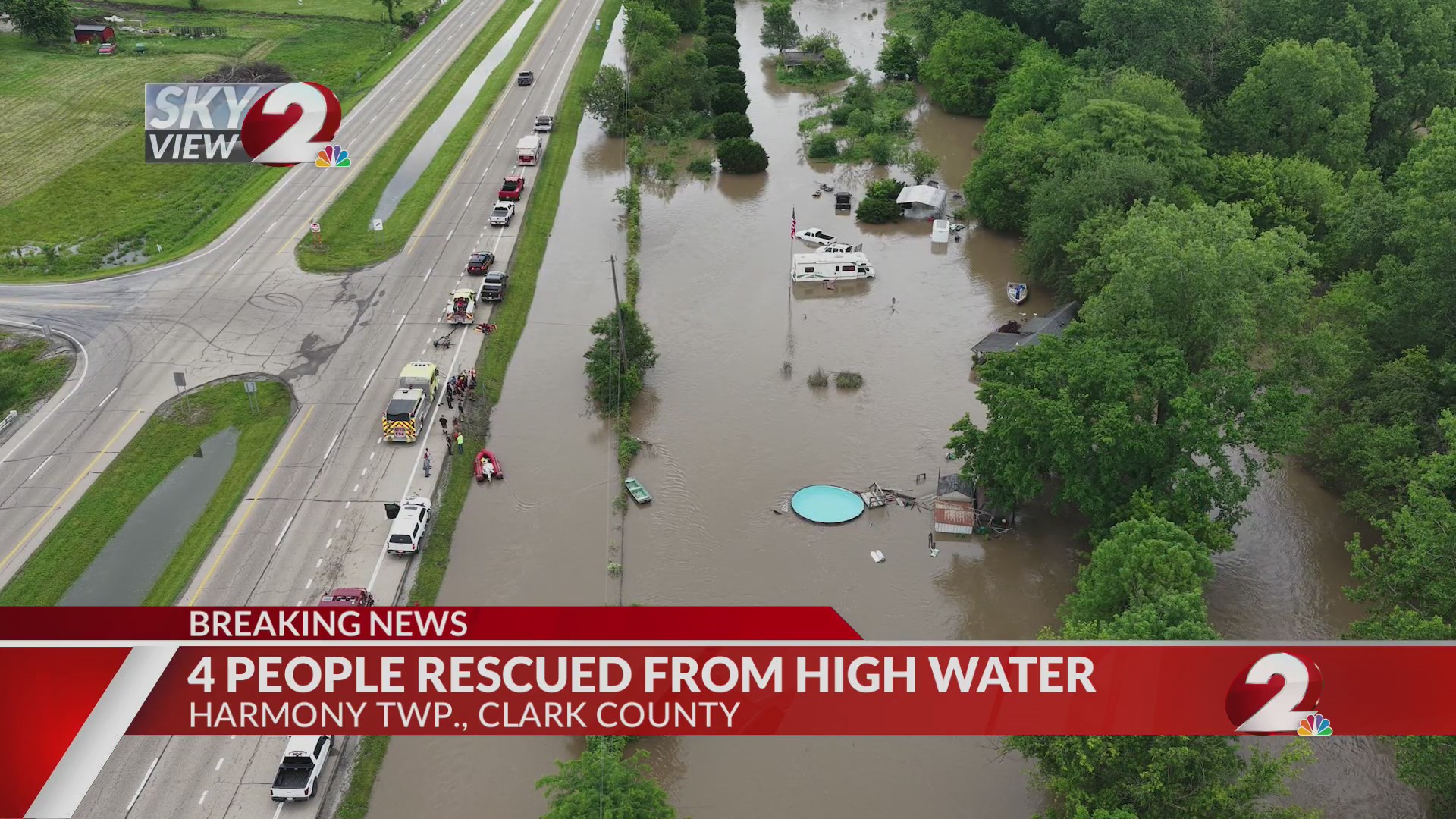 4 people rescued from high water in Harmony Township in Clark County