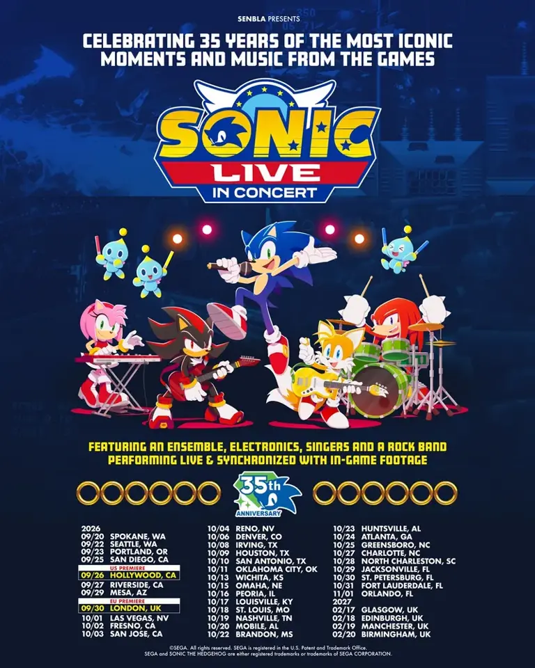 Sonic the Hedgehog live in concert covers multiple game soundtracks