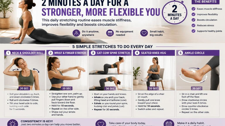 Feeling stiff every day? This 2-minute stretching routine could improve ...