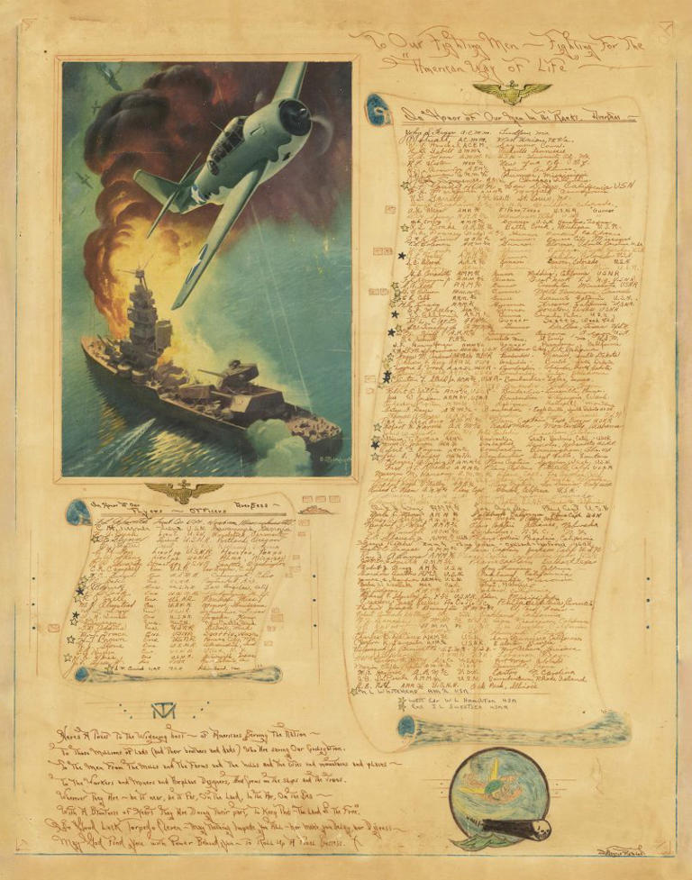 USS Hornet Museum presents WWII squadron scroll to VFA-115 at NAS Lemoore