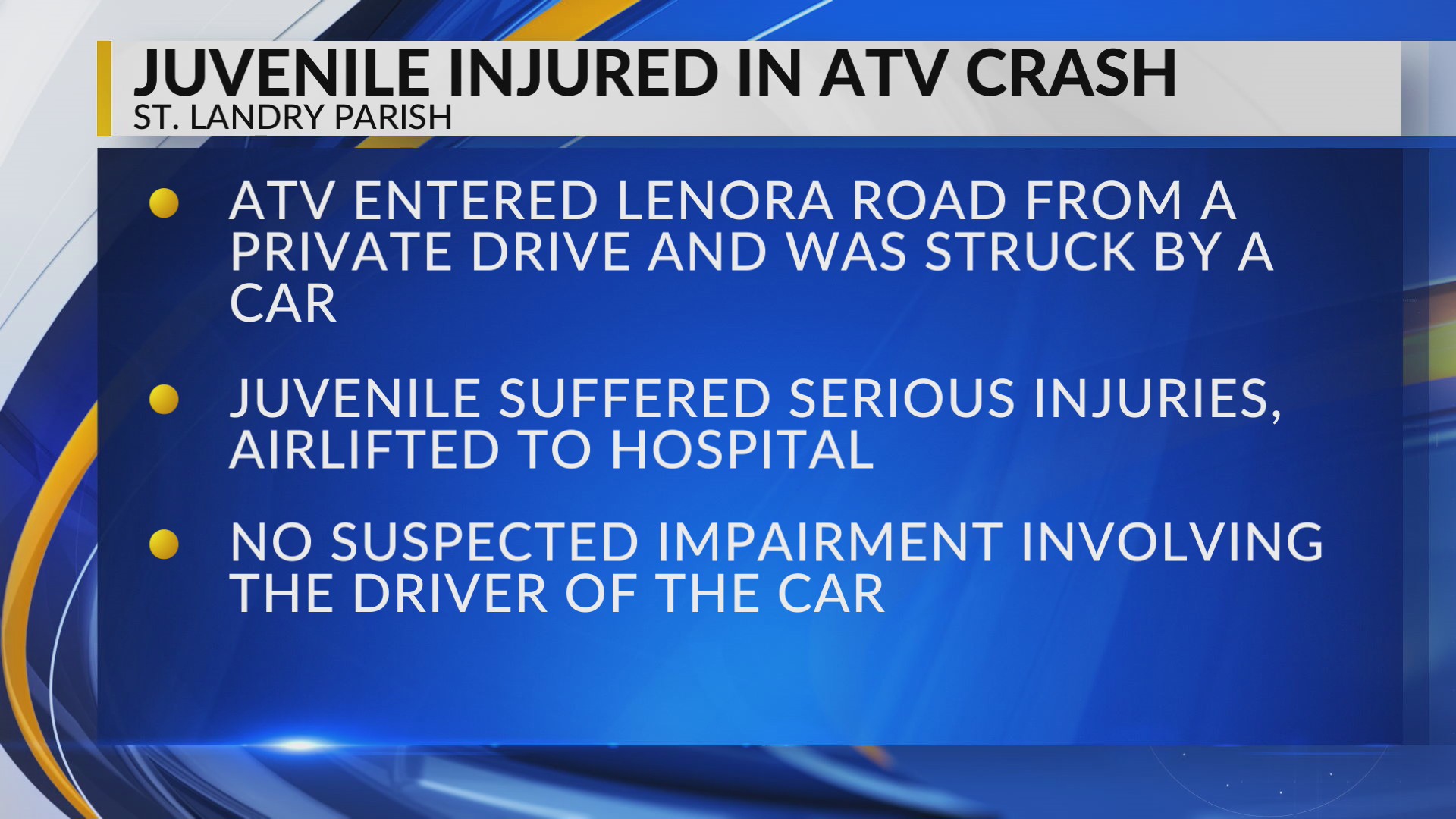 Teenager hit by car while riding ATV near Church Point