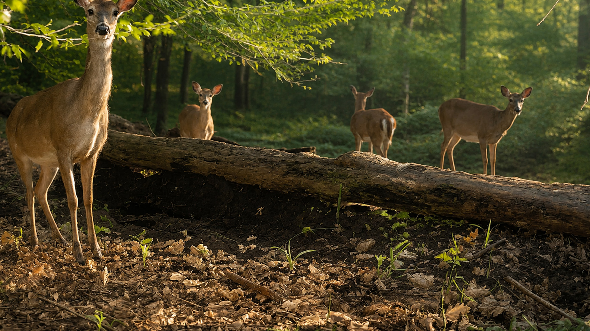 A camera hidden near this fallen tree captured unexpected visitors
