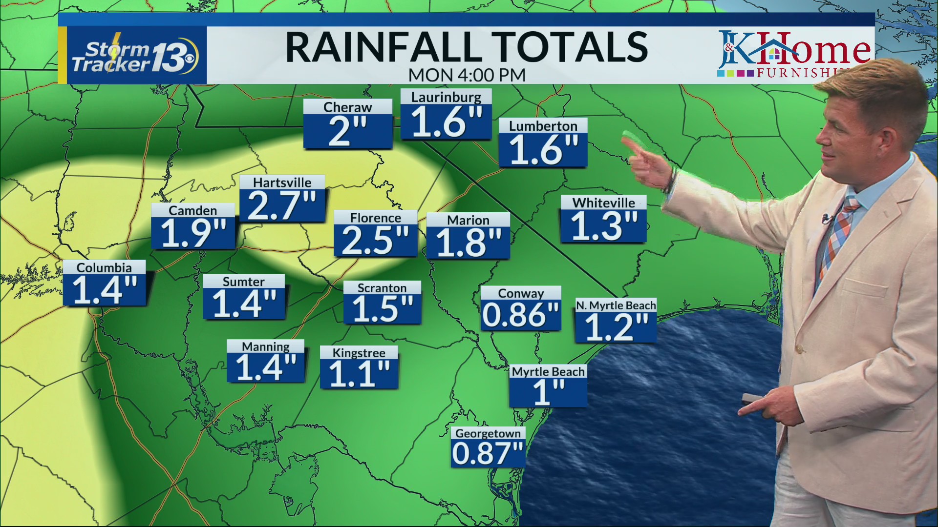 Scattered storms continue