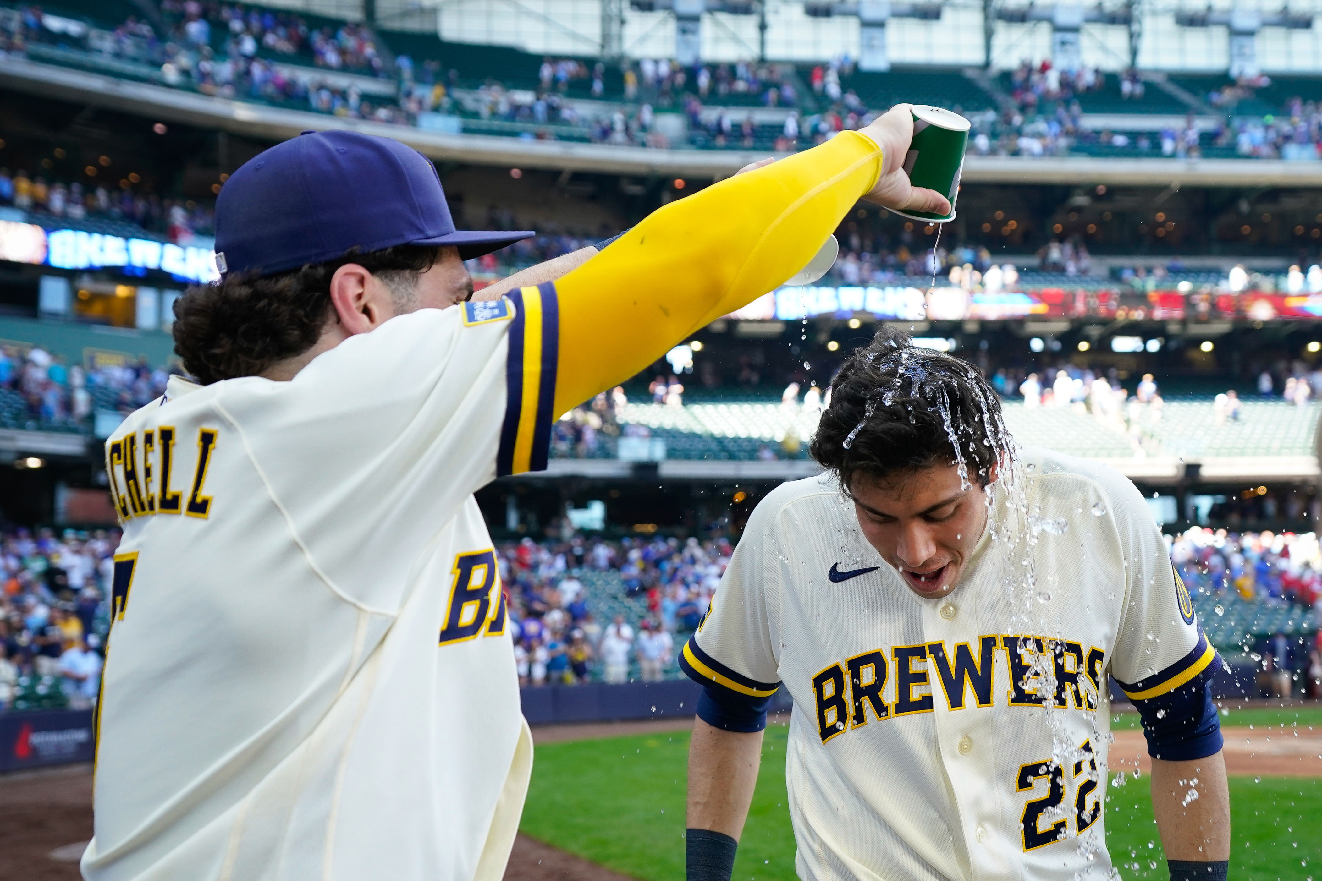Hitless through seven innings, Brewers rally in eighth to beat ...