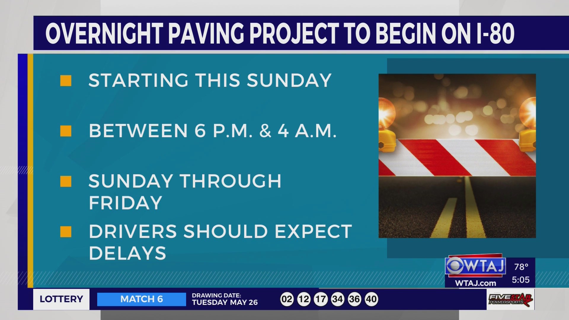 Delays on I-80 through Clearfield County expected during paving project