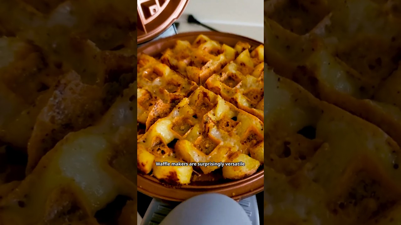 Crispy potatoes in a waffle pan