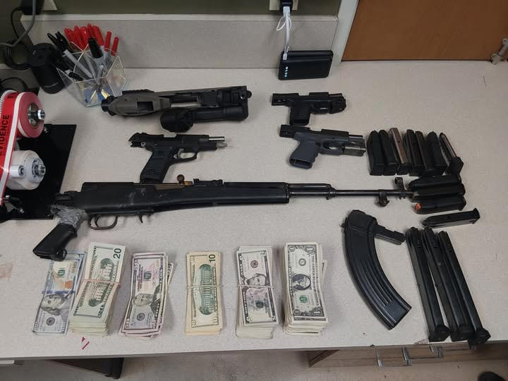 Restaurant burglary leads police to cash with a cache of weapons