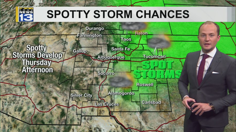 Spotty thunderstorm chances continue across eastern New Mexico