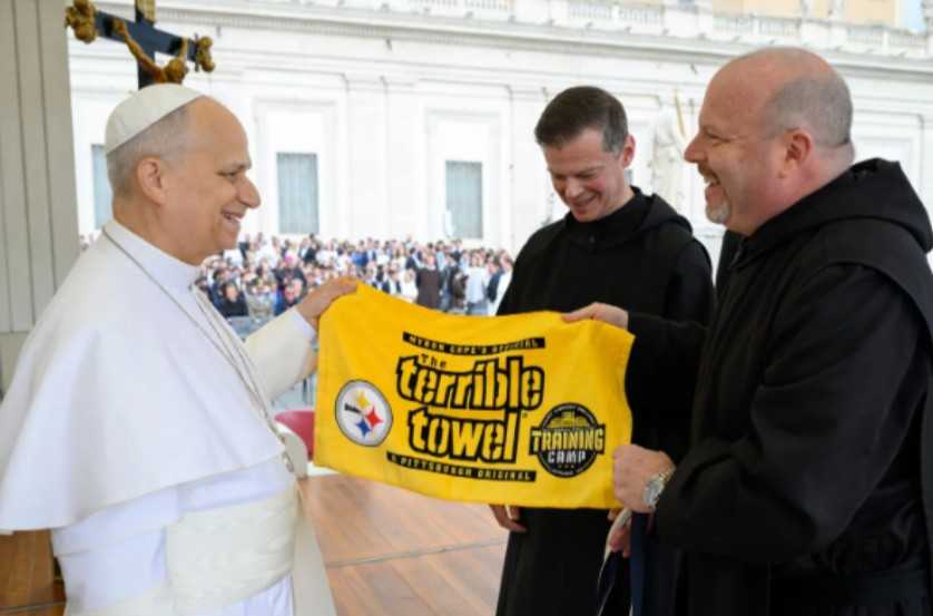 Pope Leo XIV gifted Terrible Towel by Saint Vincent College leaders