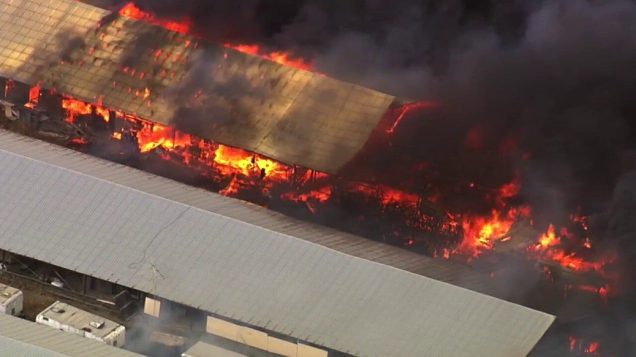 Fireball erupts as massive Livermore fire scorches barns, vegetation