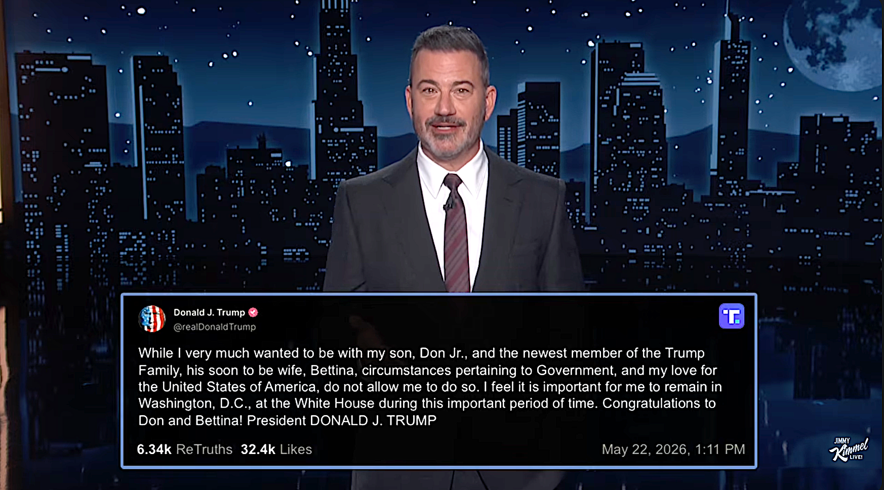 Jimmy Kimmel gives jaw-dropping theory why Trump didn't attend Don Jr's ...