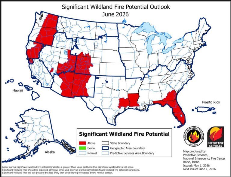 Map reveals where wildfires could hit hardest in US this summer