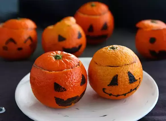 Tangerina de Halloween (com mousse de chocolate)