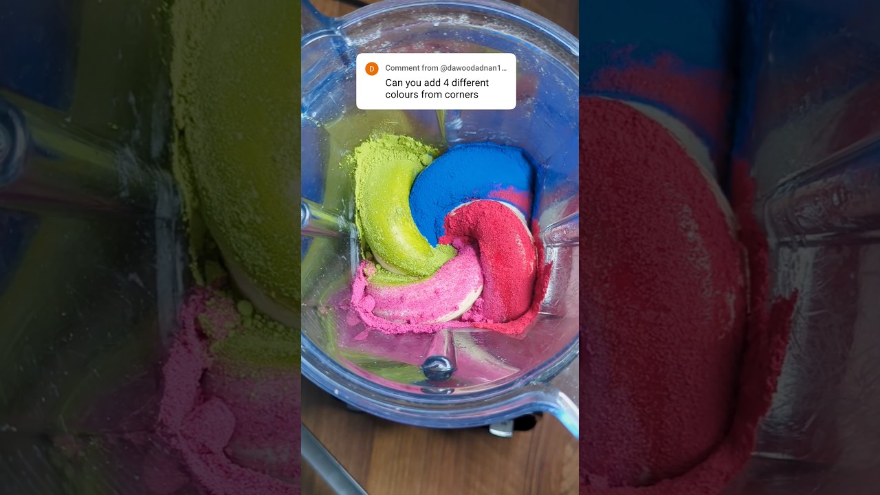 Adding 4 different colors to my smoothie 🌈