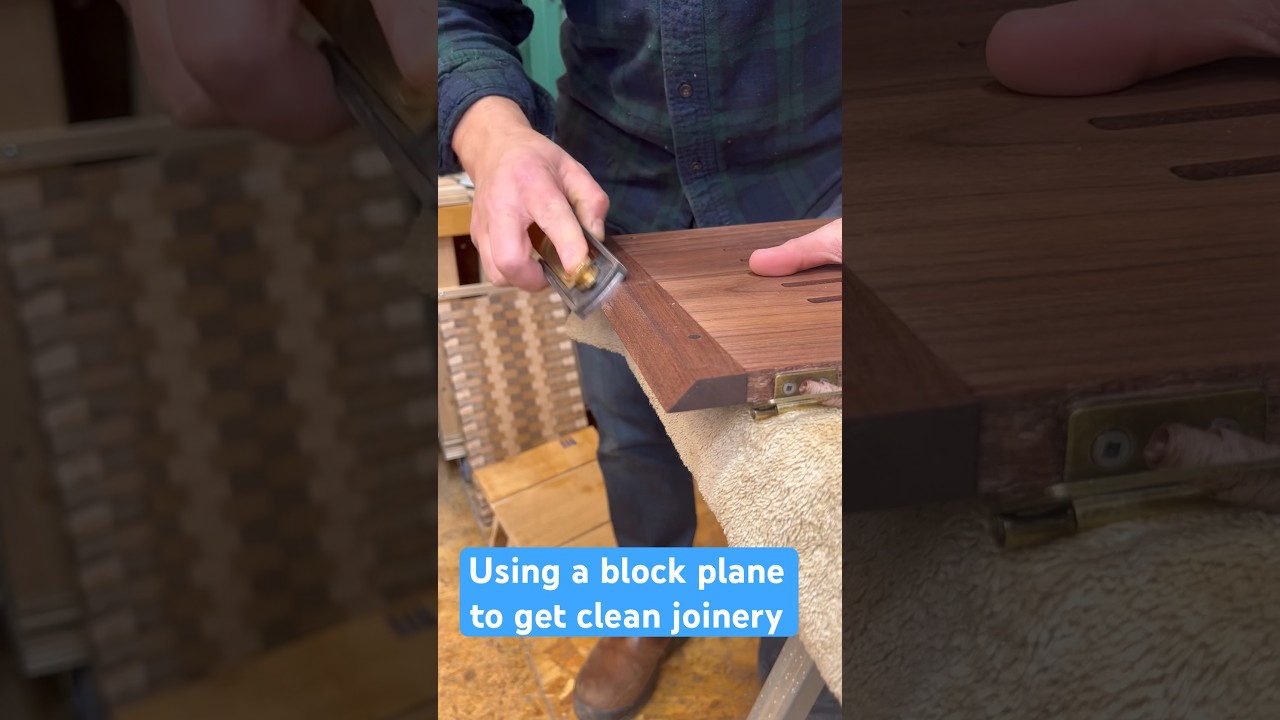 Using a low angle block plane to get clean joinery #woodworking # ...