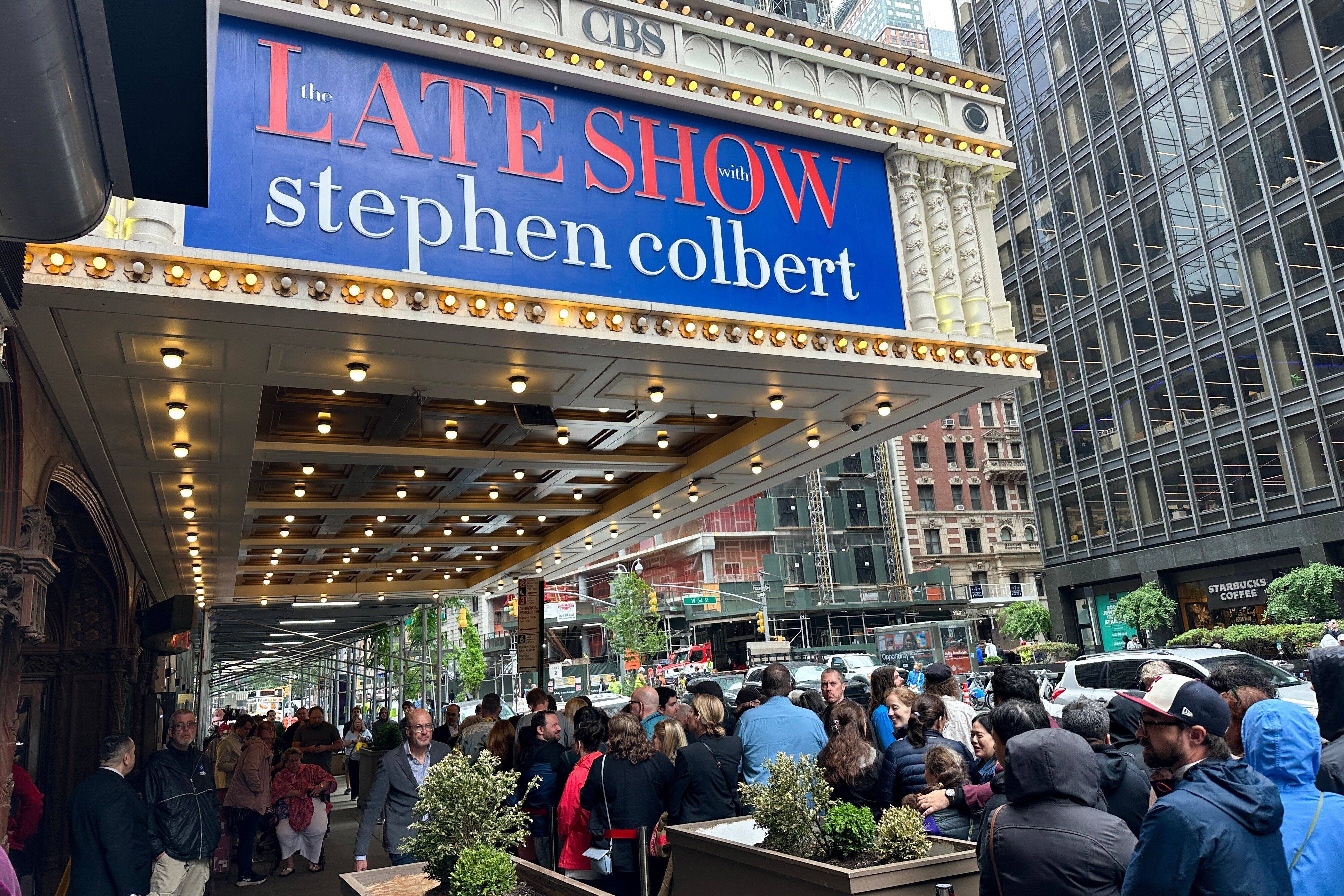 Donald Trump and CBS hit with R-rated graffiti outside Stephen Colbert ...