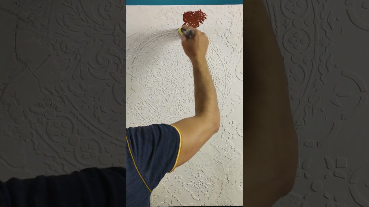 Wall art - mandala stencils - texture putty #shortvideo #shorts