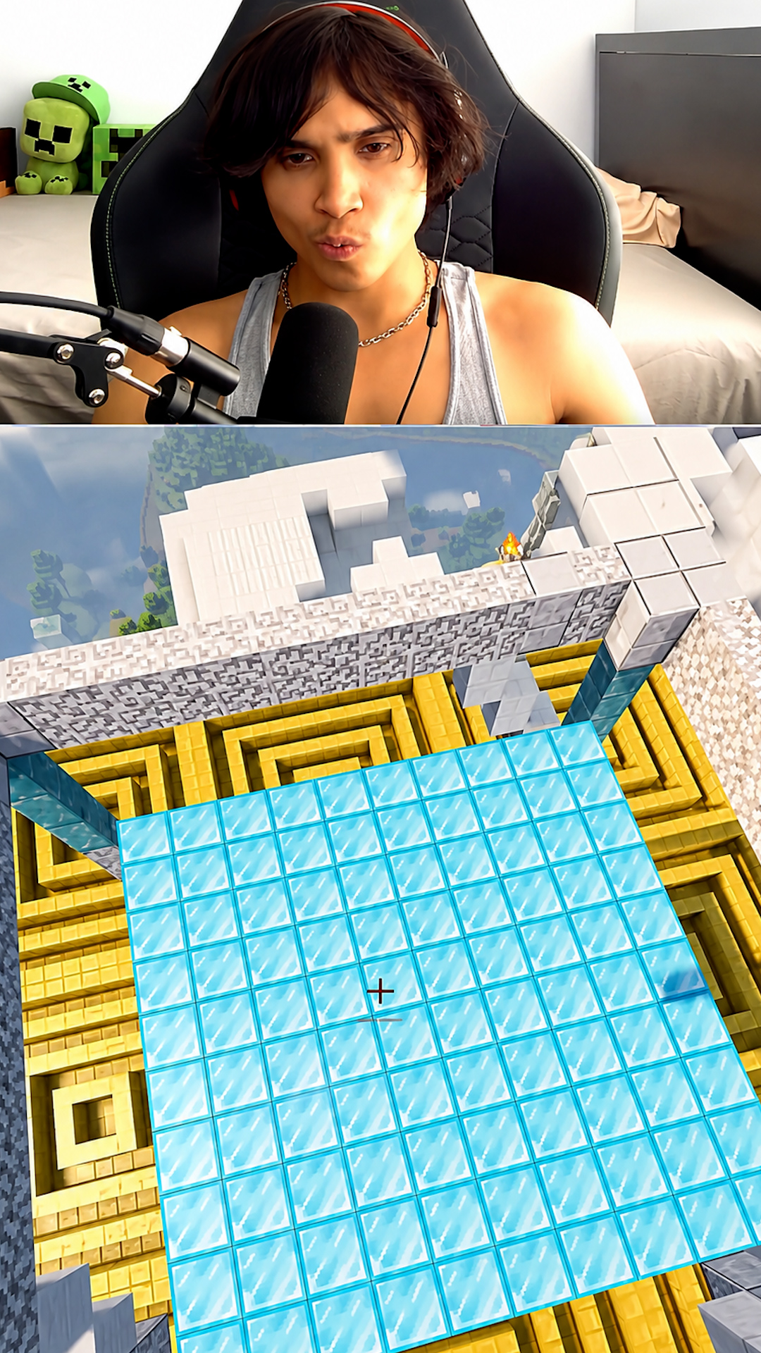 Building a large diamond block beacon structure
