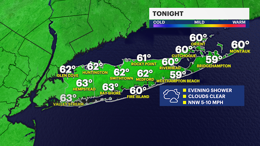 Brief shower chance tonight ahead of a decent stretch of Long Island ...