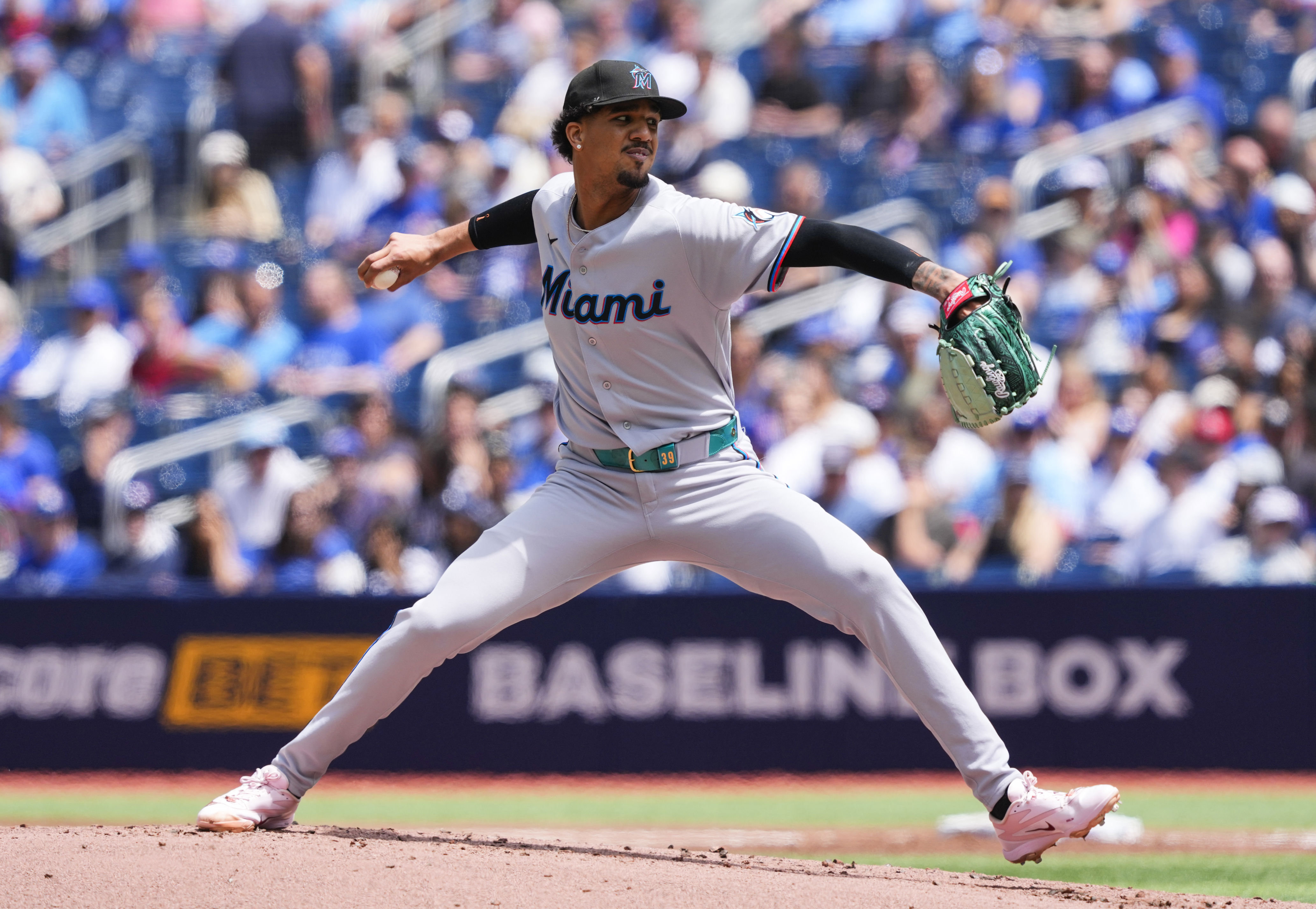 Marlins SP Eury Perez injures hamstring vs. Blue Jays stretching ...