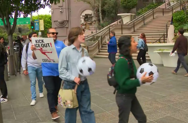 Immigrant rights advocates rally at FIFA World Cup LA offices, asking ...