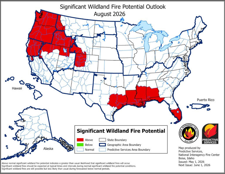Map reveals where wildfires could hit hardest in US this summer