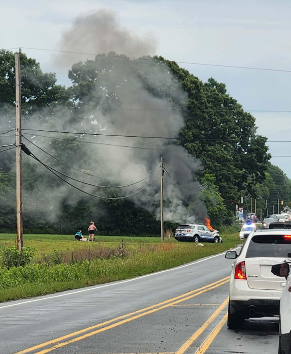 Deputy pulled from burning vehicle after crash by fellow deputy ...