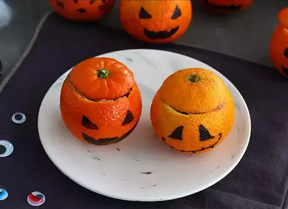 Tangerina de Halloween (com mousse de chocolate)