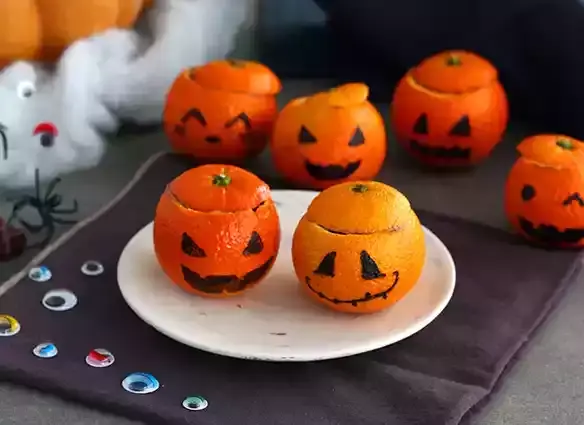 Tangerina de Halloween (com mousse de chocolate)