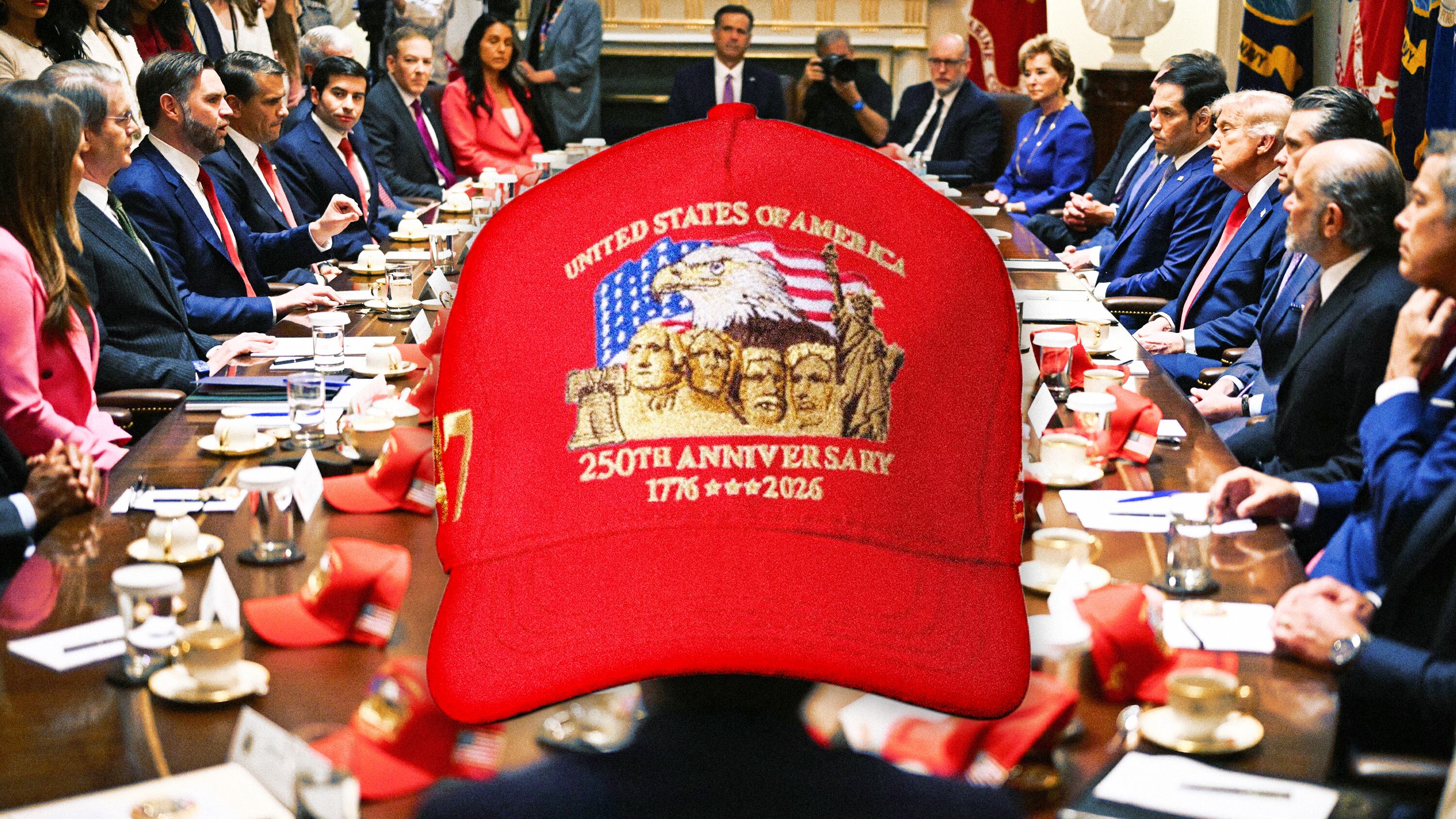 Trump uses cabinet meeting to flog tacky $55 hats