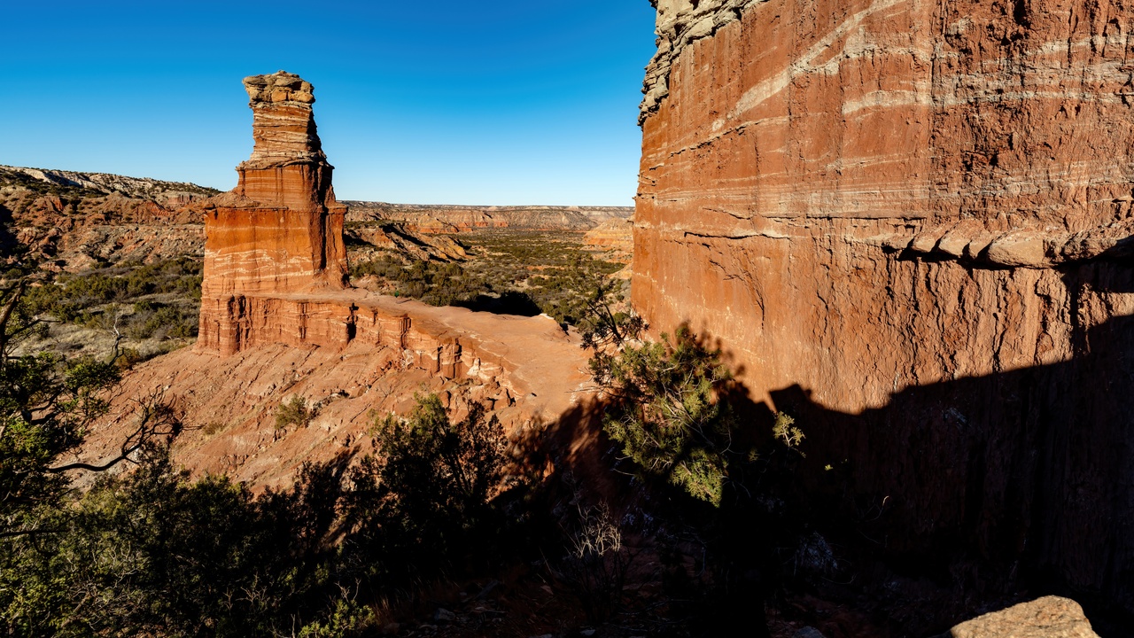 The flat plains near Amarillo suddenly crack open into 800 feet of canyon