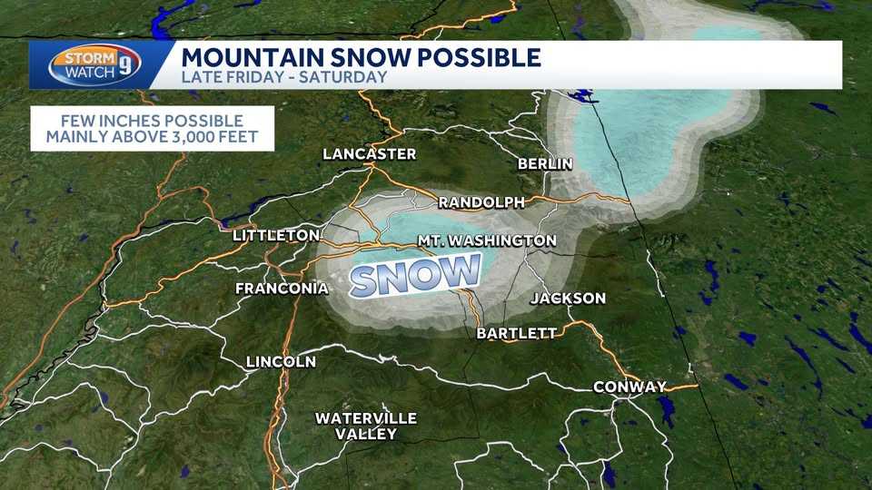 Snow showers likely in White Mountains later this week