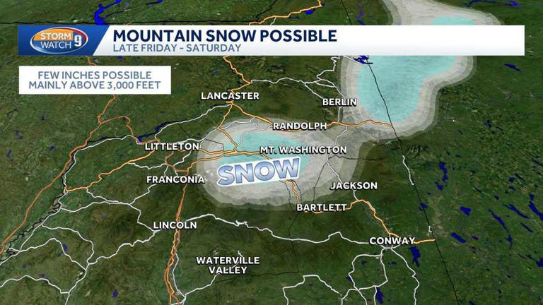 Snow showers likely in White Mountains Friday night into Saturday AM