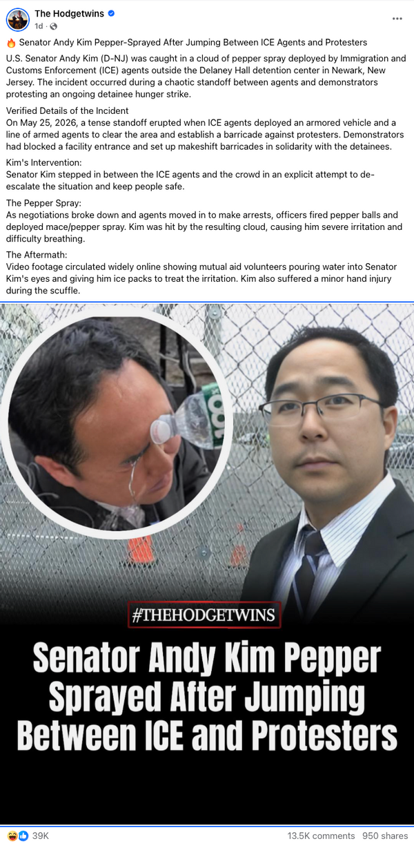 Was Sen. Andy Kim pepper sprayed by ICE at protest outside New Jersey ...