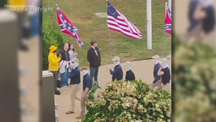 Confederate flag, white mask march at the Oceanfront by white ...