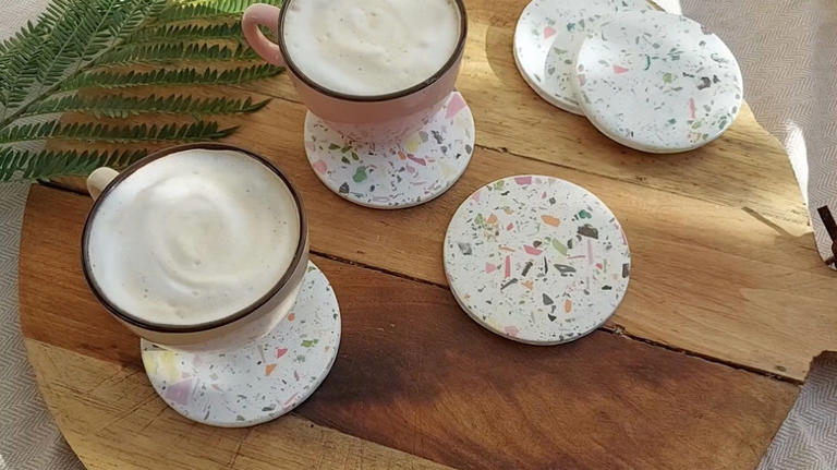 Reuse plastic lids to DIY cute living room decor that also protects ...