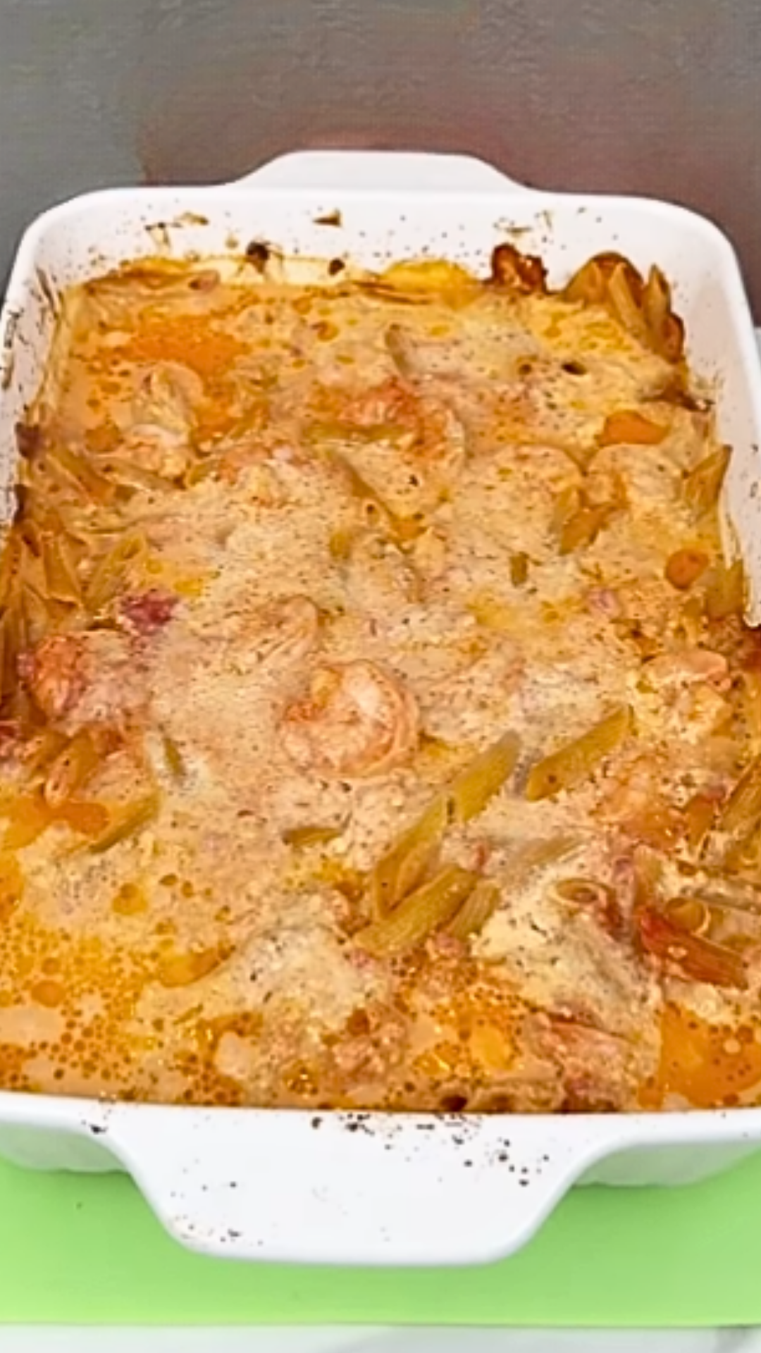 One pan Cajun shrimp pasta bake