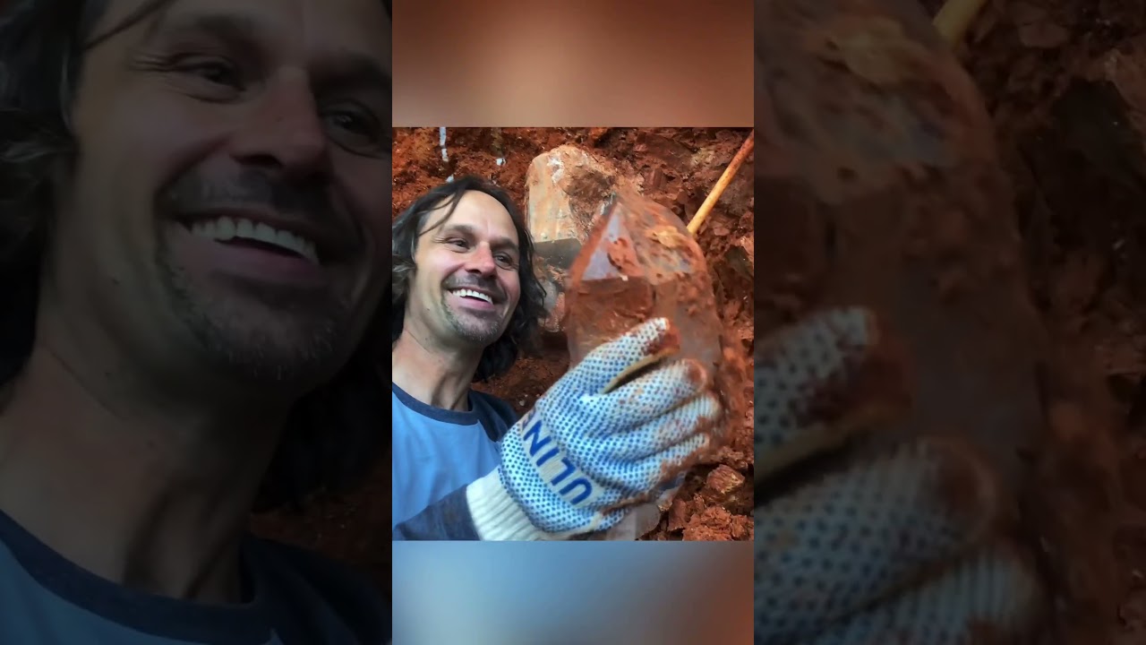 Finding a huge quartz crystal right from the pit!