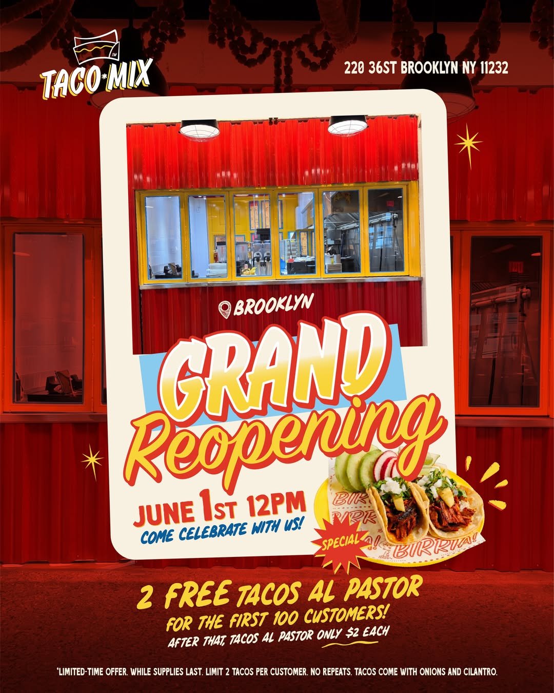 Taco Mix Brooklyn grand reopening, NYC
